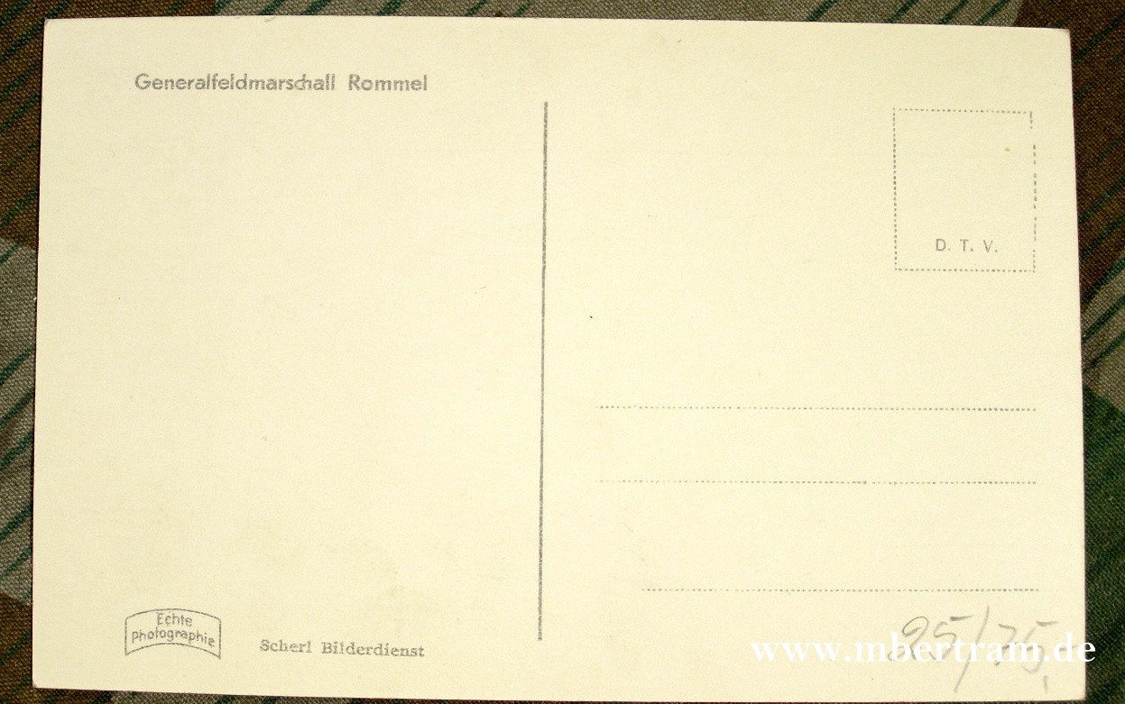 Generalfeldmarschall Erwin Rommel, Portraitpostkarte | 7252